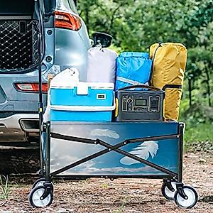 Collapsible Wagon Cart A White Feathers Bird Floating in The Sky Feather Abstract in Freedom Foldable Utility Wagon Large Capacity Garden Cart with Push Bar for Beach Camp Outdoor Shopping