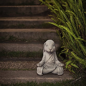 World of Wonders Zen Animals Meditation Outdoor Garden Statues | Asian Patio Decor and Front Yard Statues | Garden Welcome Statue Zen Items for Office - Rabbit