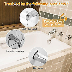 Dreyoo Slip On Diverter Tub Spout with Metal Cover Ring and Foam Gasket, Compatible with Kohler GP85556-CP, Bathroom Bathtub Faucet Set Replacement Fits 1/2'' Copper Water Tube(Brushed Nickel)