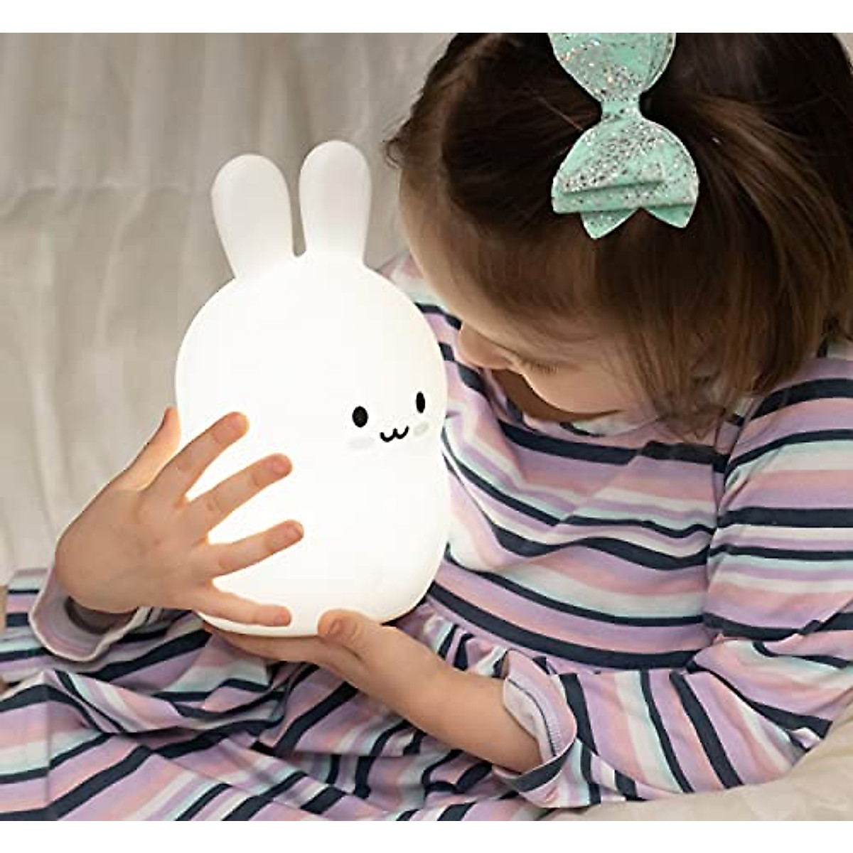 Lumipets Animal Kids Night Light, Silicone Nursery Light for Baby and Toddler, Squishy Night Light for Kids Room, Animal Night Lights for Girls and Boys, Kawaii Lamp, Cute Lamps for Bedroom (Bunny)