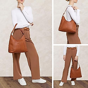 American Leather Co. Hudson Hobo Shoulder Bag for Women, Brown, Soft Leather Purse, Modern Handbag with Zippered Main Compartment & Slip Pockets, Functional & Fashionable Handbags for Women