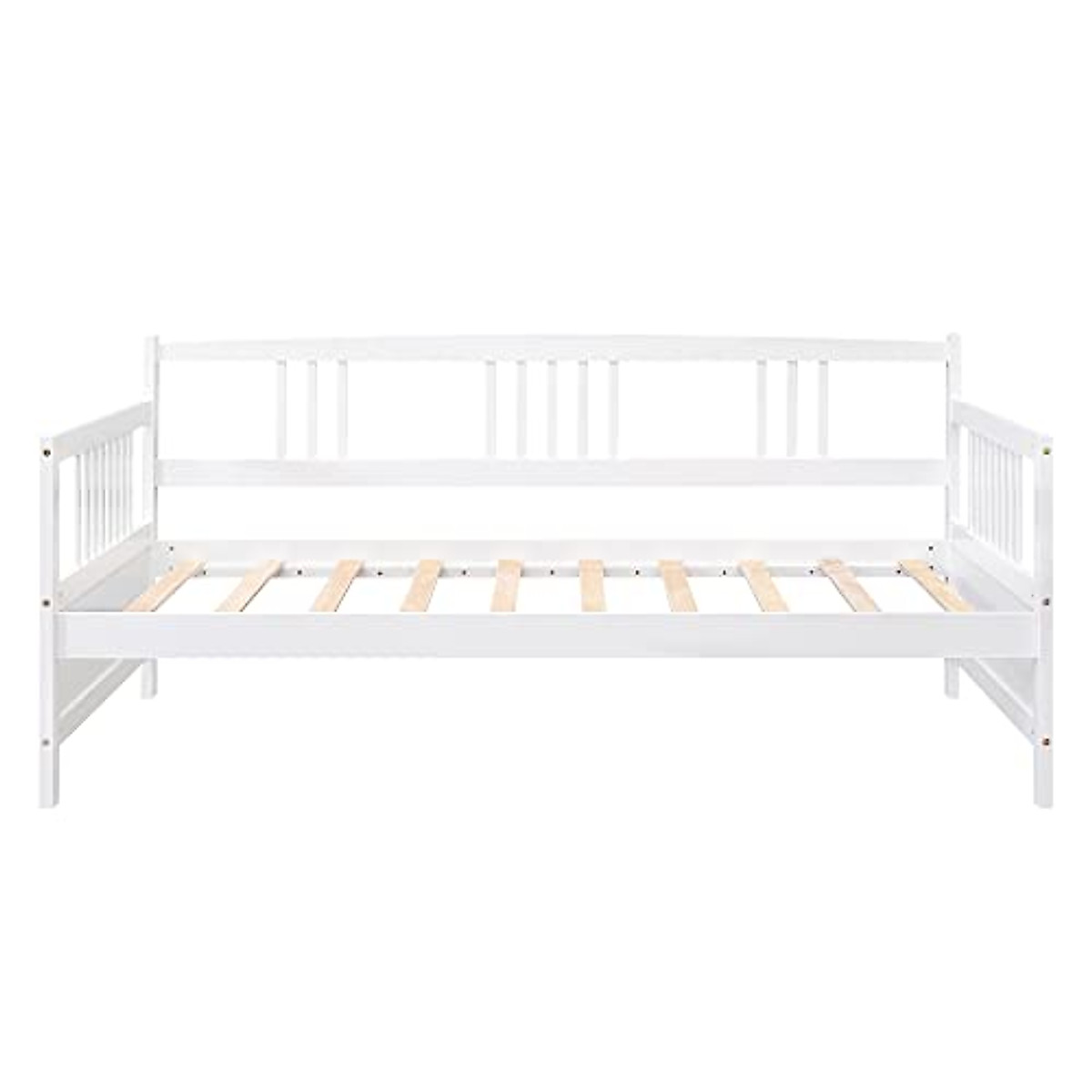 Wooden Daybed Frame Twin Size, Multifunctional Full Wooden Slats Support Sofa Bed, for Bedroom Living Room for Kids Adults, White