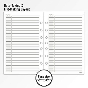 AT-A-GLANCE Day Runner Lined NotePad Pages, 87275 DAY-TIMER, Refill, Loose-Leaf, Undated, for Planner, 5-1/2" x 8-1/2", Size 4, 32 Sheets/Pack (031-3)
