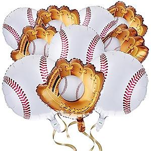 10 PCS Baseball Balloons Baseball Glove Balloons 18 Inch Balloons Sports Baseball Balloons Foil Baseball Glove Mylar Balloon Decorations for Baseball Themed Party Balloons Boys Girls Summer Birthdays