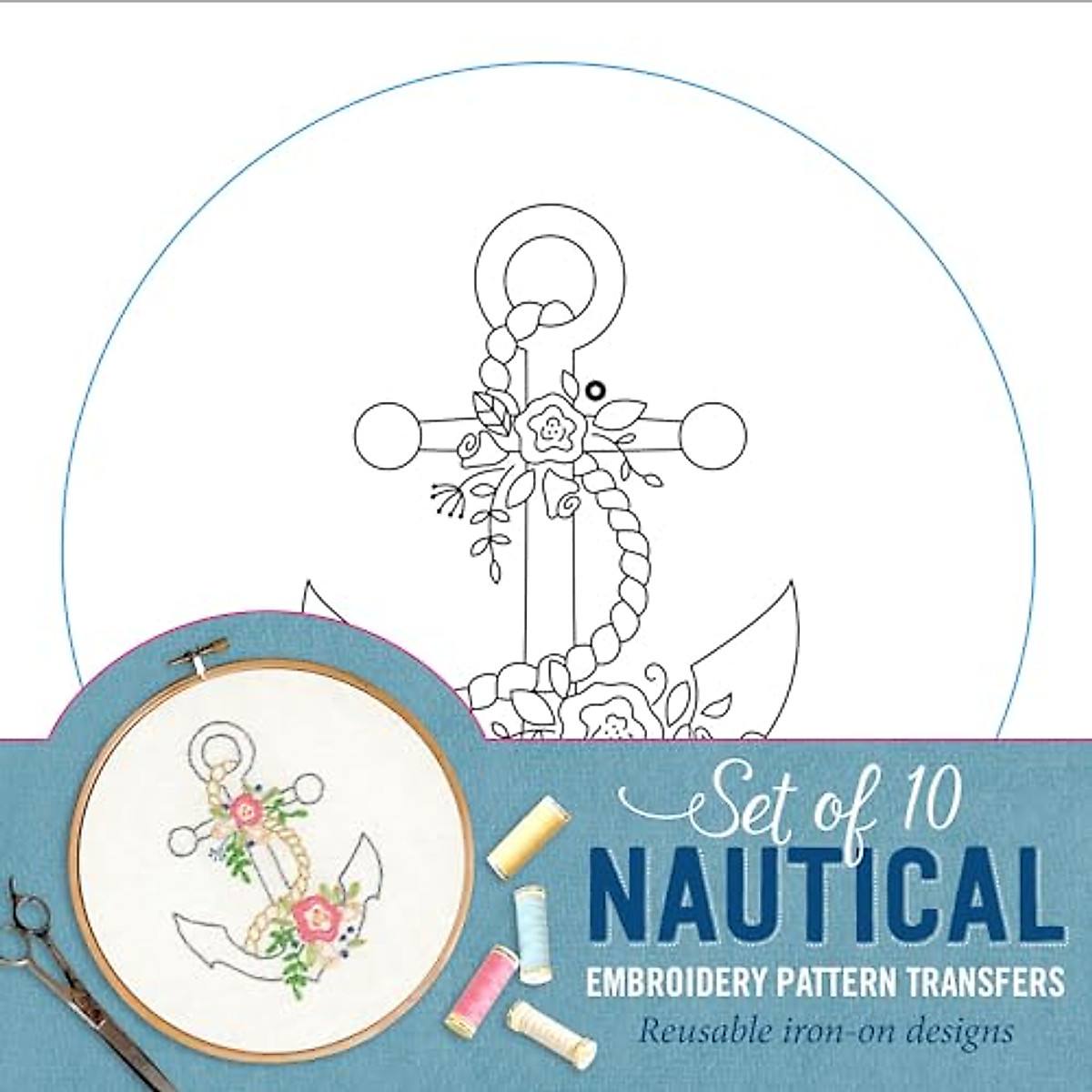 Nautical Embroidery Pattern Transfers (set of 10 hoop designs!)