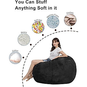 Bean Bag,Big Huge Giant Bean Bag Chair for Adults, (No Filler) Bean Bag Chair for Adults Kids Comfy Fluffy Giant Round Beanbag Lazy Sofa Cover- Machine Washable Covers, Double Stitched Seams