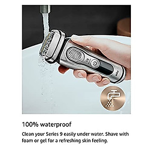 Braun Electric Razor for Men, Series 9 9296CC Electric Shaver With Precision Trimmer, Rechargeable, Wet & Dry Foil Shaver, Clean & Charge Station & Leather Travel Case