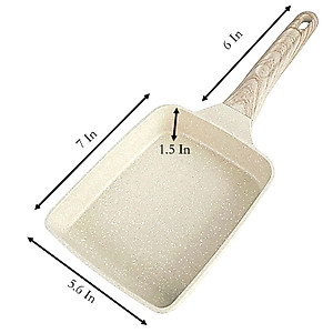 YIKANGHENG Small Grill Pan with Handle, 7 Inch*5.6 Inch*1.5 Inch Iron with Non-stick Coating Baking Tray on Heating Stove for Home, Party, Travel and Outdoor (Aluminum)