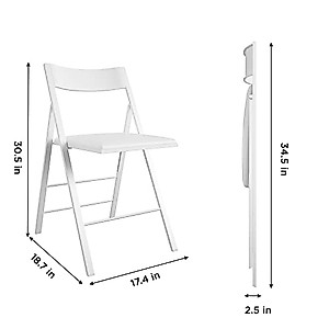 CoscoProducts COSCO Modern Slim Line Vinyl Padded Folding Chair, White