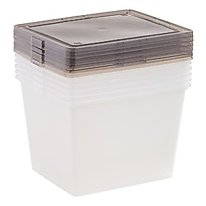 UFOM 36 Quart Snap Top Clear Plastic Storage Box, Gray, Set of 6