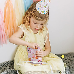 Bear Love Heart Celebrations Birthday Wrapping Paper for Baby Girls, 20 x 29 inch Per Sheet Folded Flat with 1 Roll Pink Ribbon for Infant Kids Baby Shower Wedding Holiday Party Girls Gift Wrap