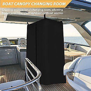 DCY BLUE Privacy Tent for Boats, Heavy-Duty Hanging Changing Room for Pontoon Boats, Privacy Curtains for Pontoon Boats, Attaches to Bimini Top Poles (Black)