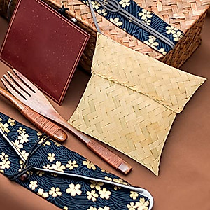 STOBAZA Bamboo Food Basket Woven Baskets Sticky Rice Basket Small Bamboo Woven Box Thailand Laos Handmade Serving Baskets Rice Container for Rice Candy Treats Woven Basket