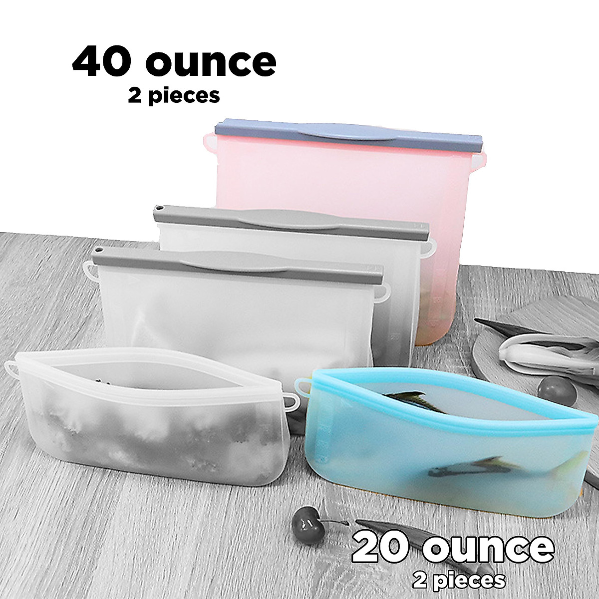 Reusable Slide-lock Bags Silicone Dishwasher Safe, 4 Pack BPA FREE Platinum Silicone Reusable Freezer Bags, Reusable Sandwich Kids Snack Bags, Leak Proof Reusable Food Storage Bags for Lunch or Snacks
