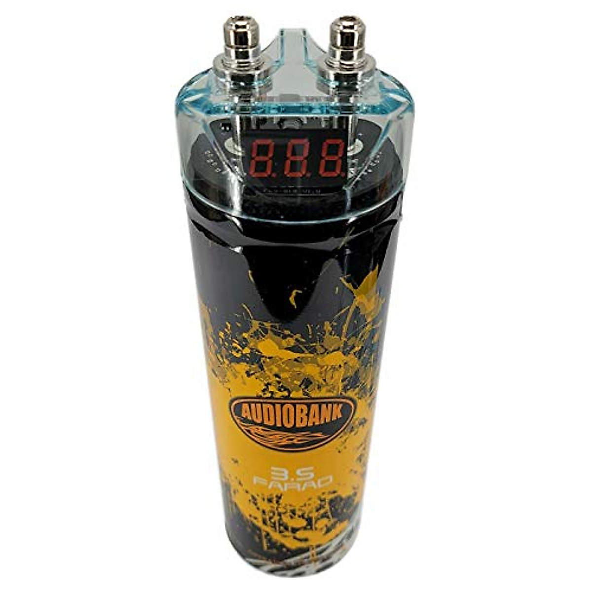 Audiobank 3.5 Farad Capacitor Car Audio 3500 Watts Power 12V Car Digital Power 3 Digit Display and Complete 1500 Watts 8 Gauge Car Amplifier Installation Wiring Kit Red