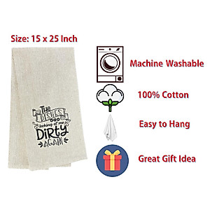 Petal Cliff Set of 2, The Dishes are Looking at me Dirty Again. Funny Flour Sack Kitchen Towels for Wedding, Baby Shower, Home Decor, Housewarming Size: 15 X 25 Inch.