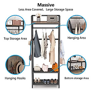 Tribesigns Small Heavy Duty Clothes Rack with Shelf and Hanging Rod, Freestanding Closet Organizer, Industrial Hall Tree Garments Rack for Small Space,Bedroom,27'' W X69'' H, Max Load 300LBS