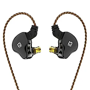 YINYOO KBEAR KS2 Earphones Stereo Bass in Ear Headphone, HiFi Over Ear Earbud in Ear for Drummers Noise Cancelling 1BA 1DD Hybrid IEM with Removable Cable for Running Walking (with mic, KS2 Black)