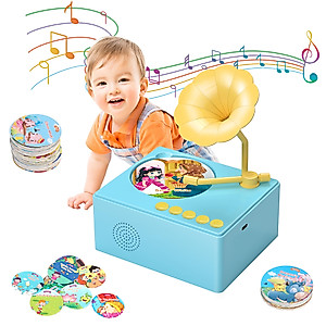 Toddler Toys for Ages 3-4,Sensory Toys for Toddlers 3-4,Storytelling Toys with 96 Cards- Listen with Story & Music for Boys and Girls 3-5 Years Old(Blue)
