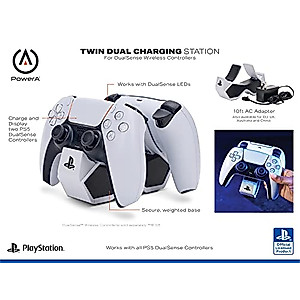PowerA Twin Charging Station for Dualsense Wireless Controllers, Charge, Sony PlayStation, PS5, Officially Licensed
