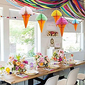 zilue Ice Cream Party Decorations, Hanging Ice Cream Paper Honeycomb Ball for Birthday Baby Shower Two Sweet Party Decoration Set of 5 Mix