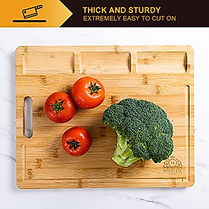 Large Organic Bamboo Cutting Board - Wooden Charcuterie Cheese Serving Platter, X-Large