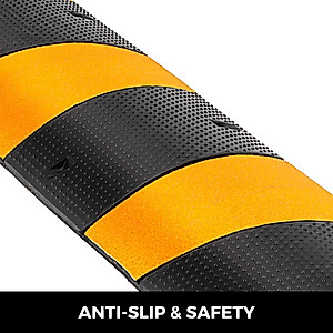 Happybuy 2pcs 6 Feet Rubber Driveway Modular Heavy Duty Speed 72.4 x 12 x 2.4 Inch Cable Protector Ramp for Garage Gravel Roads Asphalt Concrete, 2Pack-6Ft-Speed Bump