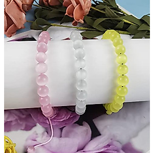 FINZOR 12Pcs 8mm Healing Stone Beads Bracelets for Women Men Semi-precious Gemstone Crystal Beaded Bracelets Lava Rock Tiger Eye Amethyst Chakra Bracelets Unisex Adjustable