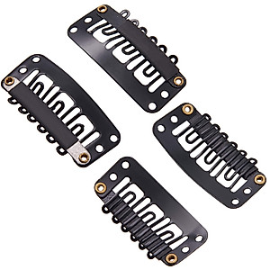 85 Pieces Hair Extensions Clip Wig Making Set, Includes 50 U-Shape Snap Clips, 10 Curved Needles, 20 T-Pins, 3 Rolls Weaving Thread, 2 Needle Threader for Wig Making Hair Extensions (Black)