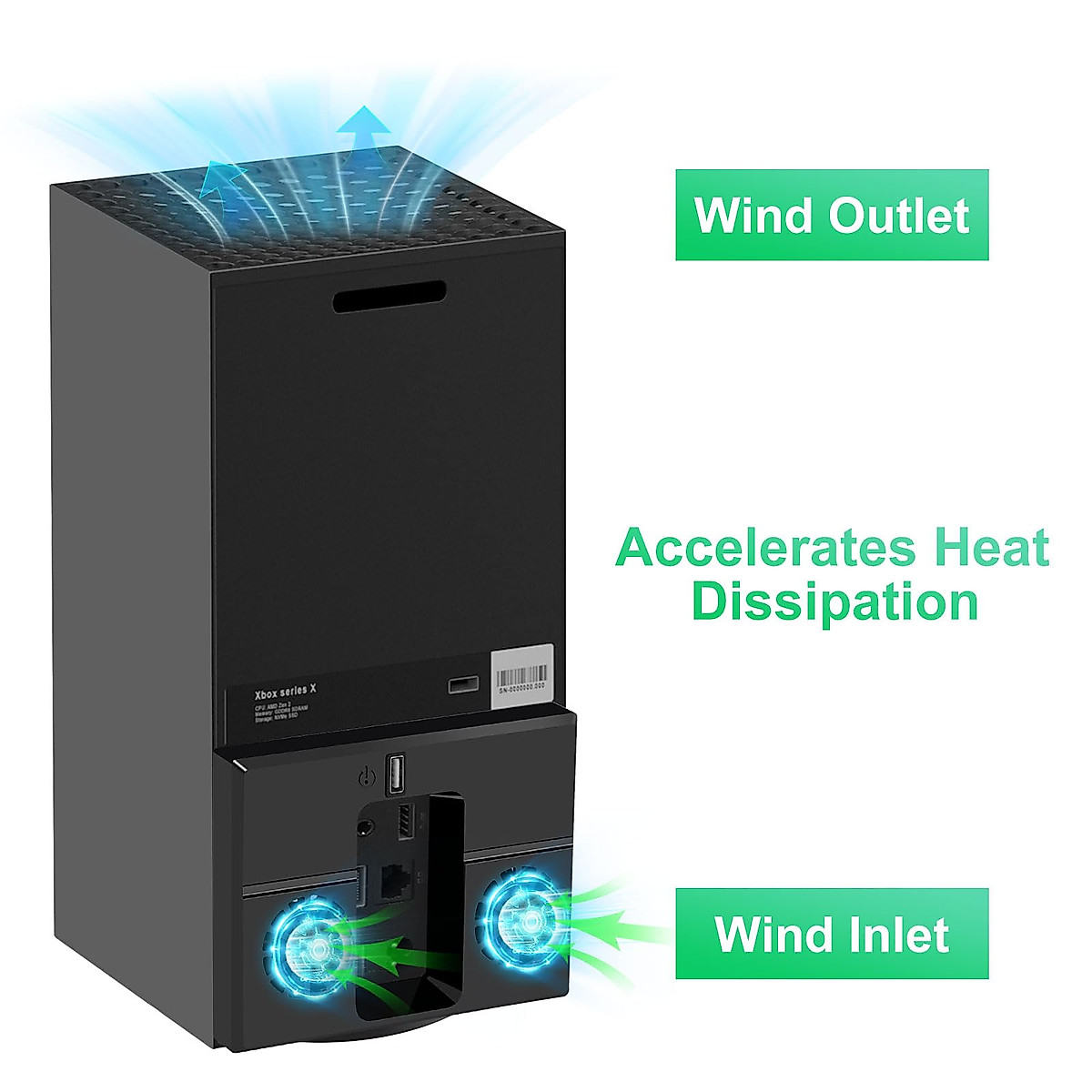 Linkstyle Cooling Fan for Xbox Series X, USB Powered Vertical Cooling Stand Cooling System with Dual Fans and 1 USB Port