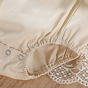 wdehow Infant Newborn Baby Girl Summer Romper Dress Floral Lace Tutu Embroidery Ruffles Backless Bodysuit One-Piece Jumpsuit (Khaki, 0-3 Months)