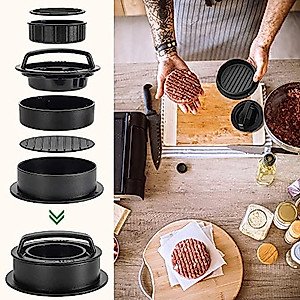 Hamburger Press Patty Maker, Burger Press, 3 in 1 Non-Stick Meat Beef Veggie Hamburger Patty Mold, Kitchen Gadgets to Make Patty for Stuffed Burgers Slider BBQ Barbecue Grilling
