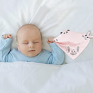 DaysU Security Blanket for Newborn Baby Boy Girl Unisex, Soft Soothing Lovey Nursery Reversible Baby Blanket with Animal Faces, Dotted Backing as Baby Gift Accessories, 1 Pack, Pink, 10" x 10"