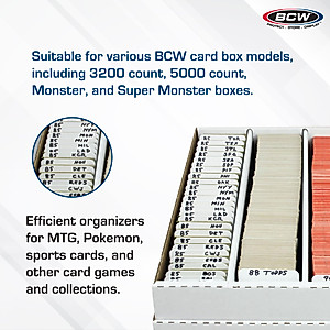 BCW Card Dividers | 10 Packs of Trading Card Divider Cards (100 Dividers Total) | Card Dividers for Storage Boxes | Card Sorter Tabs | Plastic Dividers for Trading Card Storage with Write-On Tabs