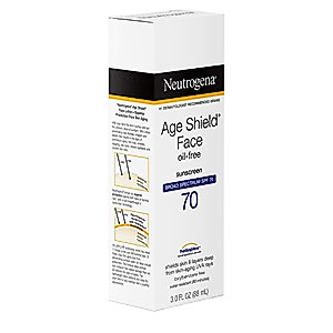 Neutrogena Age Shield Anti-Oxidant Face Lotion Sunscreen with Broad Spectrum SPF 70, Oil-Free & Non-Comedogenic Moisturizing Sunscreen to Prevent Signs of Aging, 3 fl. oz (Pack of 2)