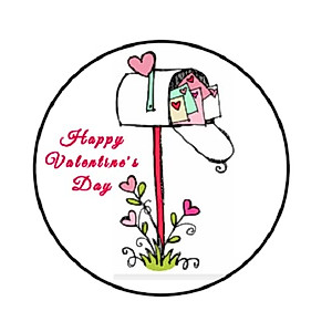 48 pcs Valentine's Day Mailbox Hearts​​​​ Stickers Envelope Seals Labels Round Tags, Stamps Sticker for Gift Cards, Envelopes, Boxes for Holiday, Birthday, Christmas