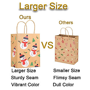 CCINEE Christmas Kraft Gift Bags,Xmas Assorted Paper Bags Bulk with Handles for Party Supplies,Pack of 24