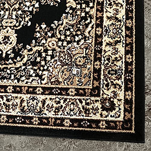 Antep Rugs Oriental 8x10 Traditional Medallion Indoor Area Rug Siesta (Black Beige, 7'10" x 10')
