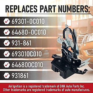 Tailgate Latch Lock Actuator - Compatible with Toyota Sequoia 2001, 2002, 2003, 2004, 2005, 2006, 2007 - Replaces 69301-0C010, 64680-0C010, 931-861, 646800C010 - Integrated Liftgate Latch Assembly