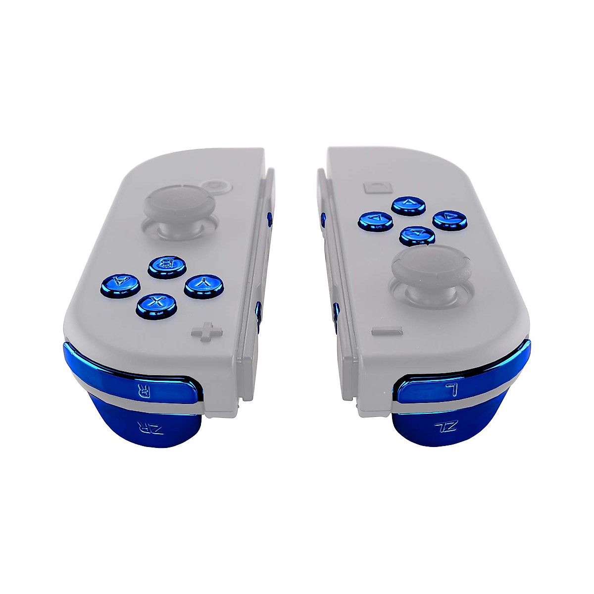 eXtremeRate Chrome Blue Full Set Replacement Buttons for Nintendo Switch & OLED JoyCon, ABXY Direction Keys SR SL L R ZR ZL + - Home Capture Trigger Buttons Springs - Without Controller