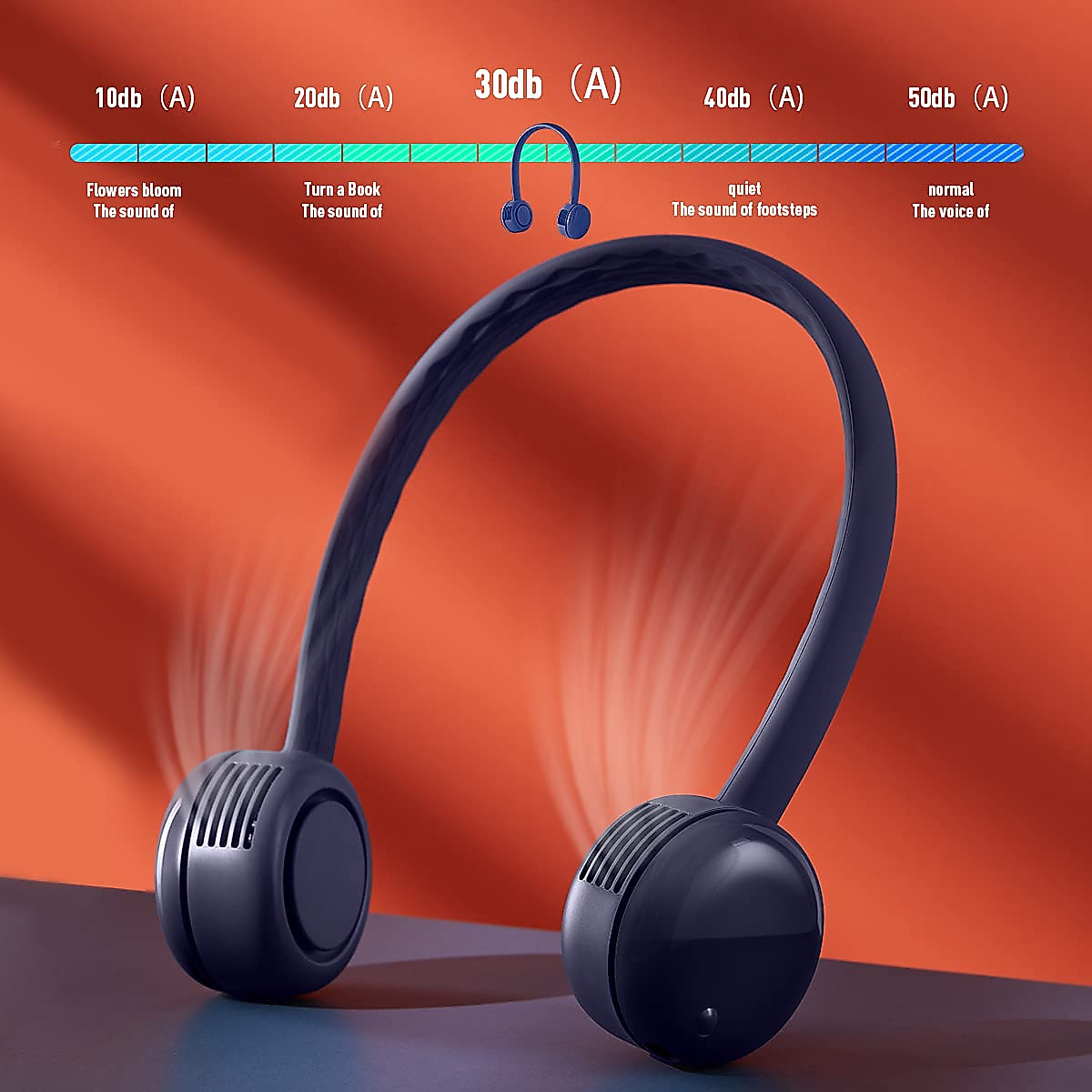 SHARKZILLA Portable Neck Fan, Hands Free Bladeless Mini Fan, 3 Speed Neck Cooler, Headphone Design, Lightweight Wearable Fan, USB Rechargeable for Traveling, Office