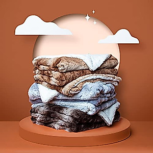 ViscoSoft Faux Fur King/Cal King Size 90"x108" Sherpa Luxury Blanket Grey - Shed Free Furry Comforter - Cozy, Soft, Fuzzy Blanket for Couch or Bed