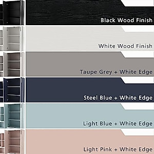 HOMES: Inside + Out Apexa 3-Tier Stackable Wood Bookcase with Doors, Cube Storage Organizer Shelves, Small Food Pantry Cabinet, Dorm Teen Room Decor & Bedroom, Home Office, Kitchen, White