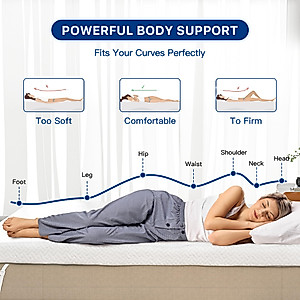 3 Inch Gel Memory Foam Mattress Topper Queen Size, Gel-Infused Mattress Pad Cover for Back Pain,Bed Topper with Removable & Washable Bamboo Cover