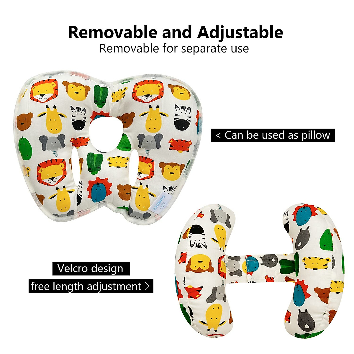 Baby Head Neck Support, 2 in 1 Banana Shape Travel Cushion for Stroller and Car Seat, Toddler Soft Organic Fabric Adjustable Head Insert