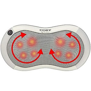 Coby Shiatsu Massage Pillow with Heat | Deep Tissue Kneading Therapeutic Cushion Pad for Back, Neck, Shoulders & Full Body Pain Relief | Rolling Balls & Adjustable Chair Strap for Home, Office & Auto