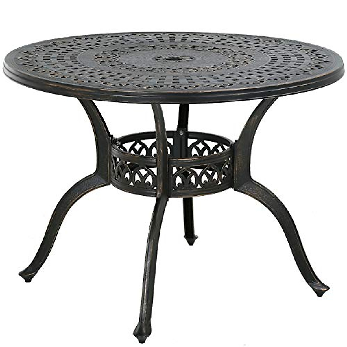 FDW Patio Table Outdoor Table Outdoor Dining Table Patio Dining Table Wrought Iron Weather Resistant Patio Furniture for Patio Outdoor Pool Balcony (Round)