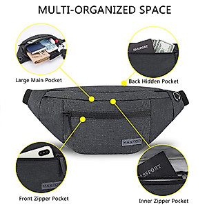 Crossbody Fanny Pack Belt Bags Women Men Shoulder Sling Bag with 4-Zipper Pockets,Gifts for Enjoy Sports Festival Workout Traveling Running Casual Hands-Free Waist Pack Carrying All Phones, Large