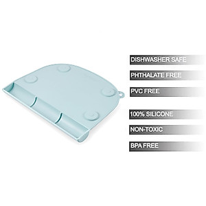 PandaEar Silicone Suction Placemats for Baby Kids, Food Grade Mats Toddler Placemats with Food Catching Pockets for Dining Table & Restaurants -Blue