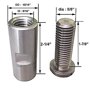 SCOTTCHEN Angle Grinder Buff Extender Kit 5/8"-11 Airway Buffing Wheel Extension Shaft 2-1/4" Threads Arbor Extended Adapter